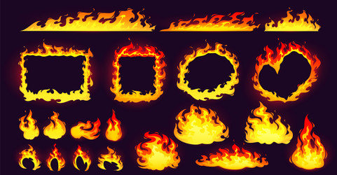 Ring fire flame burning different shapes frames Vector Image