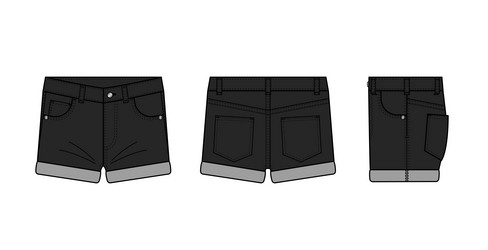 Denim short pants template Royalty Free Vector Image