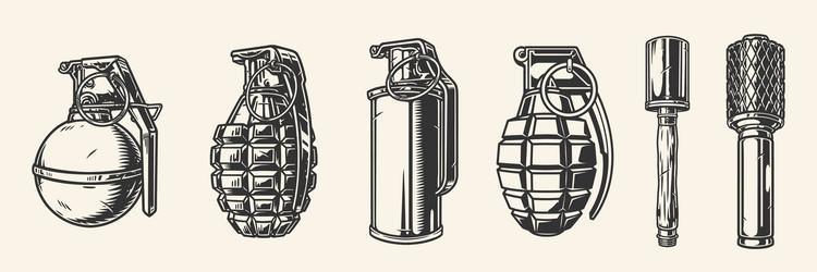 Common variable hand grenade draw vintage Vector Image