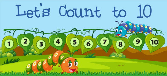 Lets count to 10 jungle scene Royalty Free Vector Image