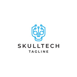 Skull tech head logo Royalty Free Vector Image