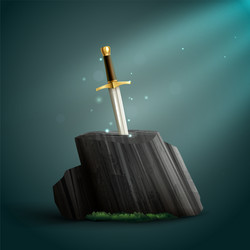 Sword in stone dotwork Royalty Free Vector Image