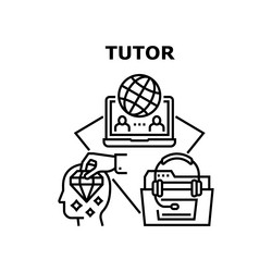 Teaching outline icons collection tutor instruct Vector Image