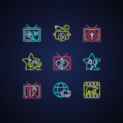 Tv show neon signs set Royalty Free Vector Image