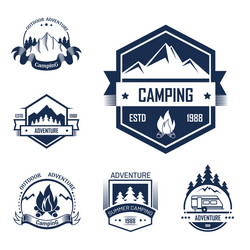 Outdoor camping labels set Royalty Free Vector Image