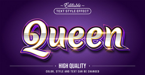 Editable text style effect - queen text style Vector Image