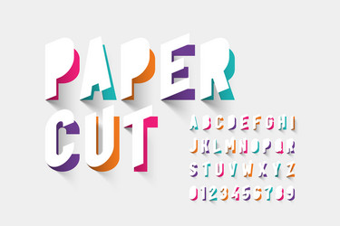 Paper cut out effect font design alphabet letters Vector Image