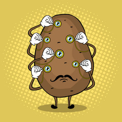 Potato and monoculars pop art Royalty Free Vector Image
