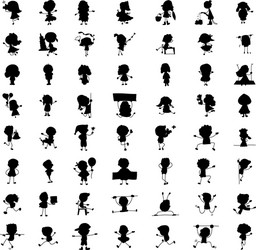 Hand drawing abstract cartoon silhouette kids Vector Image