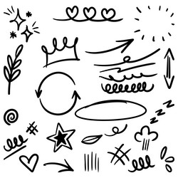Hand drawn set abstract doodle elements Royalty Free Vector