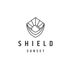 Shield sunset logo Royalty Free Vector Image - VectorStock