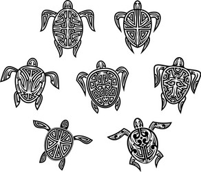 Tribal turtle patterns Royalty Free Vector Image
