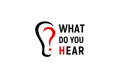 Ear with question mark icon graphic Royalty Free Vector