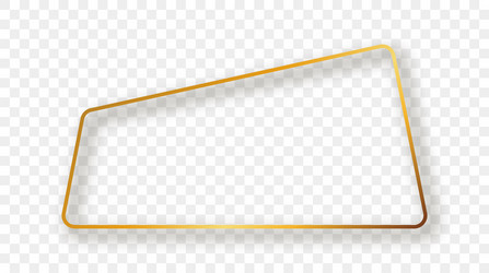 Gold glowing rounded trapezoid shape frame Vector Image