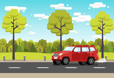 Boy taking a ride in his red car Royalty Free Vector Image