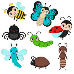 Set funny insects Royalty Free Vector Image - VectorStock