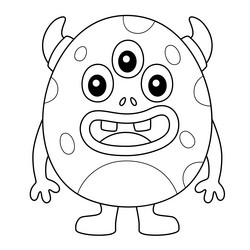 Creepy monster coloring page for kids Royalty Free Vector