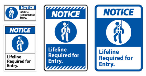Warning confined space sign lifeline required Vector Image