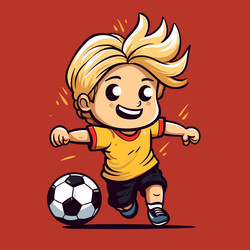 Soccer player hand-drawn comic football Royalty Free Vector
