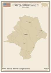 Map emanuel county in georgia Royalty Free Vector Image