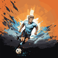 Soccer player hand-drawn comic football Royalty Free Vector