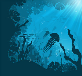 Underwater seabed deep ocean seascape undersea Vector Image