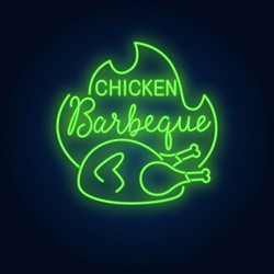 Chicken meat barbecue neon signs collection Vector Image