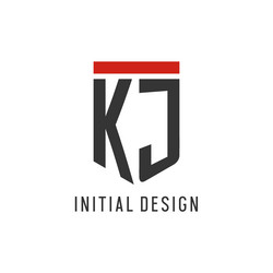 Letter kj logo with shield and sword design Vector Image