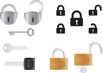 Set lock and key Royalty Free Vector Image - VectorStock