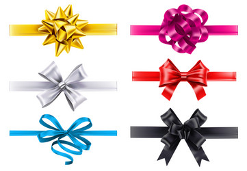 Bows with ribbons of cool colors Royalty Free Vector Image