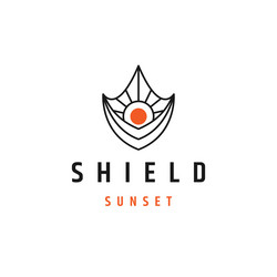 Shield sunset logo Royalty Free Vector Image - VectorStock