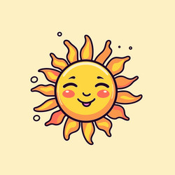 Sun hand-drawn comic doodle style cartoon Vector Image