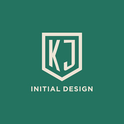 Letter kj logo with shield and sword design Vector Image