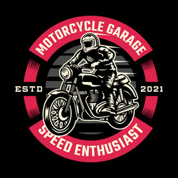 Motorcycle custom garage logo Royalty Free Vector Image