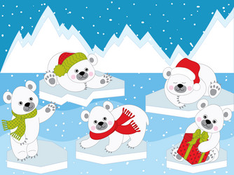 Two polar bears on iceberg Royalty Free Vector Image