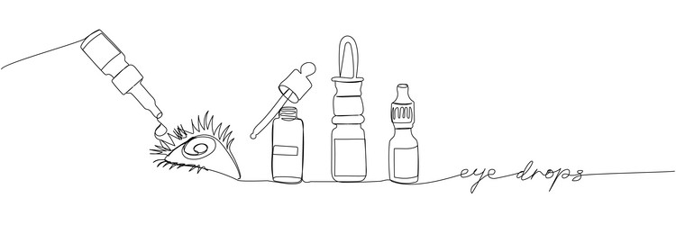 Eye drops artificial tear one line art Royalty Free Vector