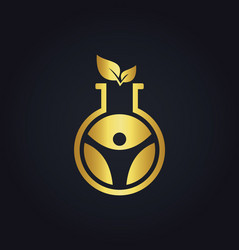 Medic cross gold leaf logo Royalty Free Vector Image