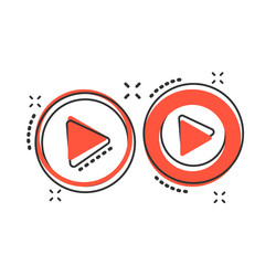 Cartoon play button icon in comic style Royalty Free Vector