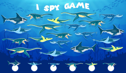 I spy game worksheet with underwater sea animals Vector Image