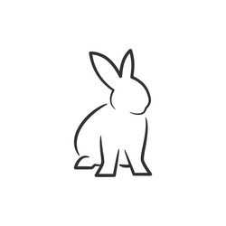 Rabbit line art black and white Royalty Free Vector Image
