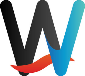 M blue red font template design Royalty Free Vector Image