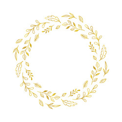 Gold floral circle frame golden floral Royalty Free Vector