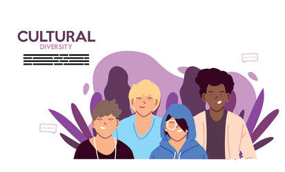 Men cartoons cultural diversity with leaves Vector Image