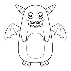Creepy monster coloring page for kids Royalty Free Vector