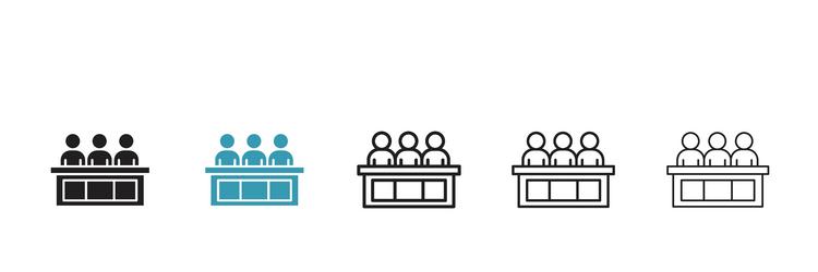 Trial by jury icon set meeting panel symbol Vector Image