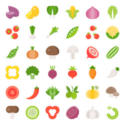 Cute vegetable icon set solid style Royalty Free Vector