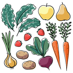 Hand-drawn farm produce Royalty Free Vector Image
