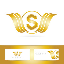Gold alphabet letter sp s p logo combination icon Vector Image