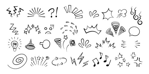 Manga or anime comic emoticon element graphic Vector Image