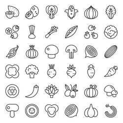 Cute vegetable icon set solid style Royalty Free Vector